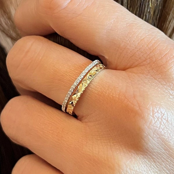 Double Row Half Eternity Ring - Etsy