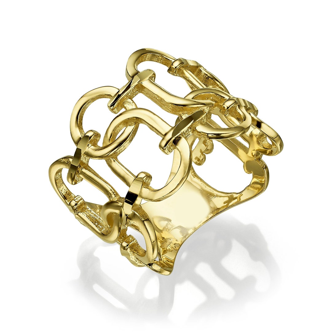 14k Solid Gold Circles Ring, Unique Gold Ring, Elegant Gold Ring, Loop ...