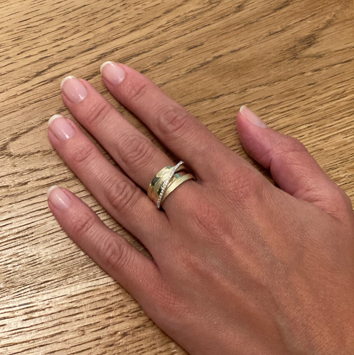 14K Solid Gold Womens Wedding Band Wide Diamonds Band | Etsy