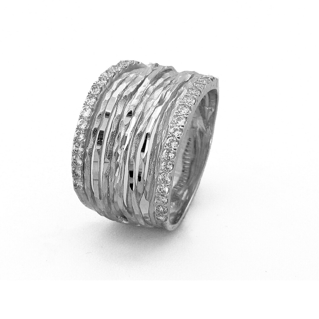 14k Solid Gold Wire Warp Ring, Cut Diamond Ring, Wire Diamond Design ...