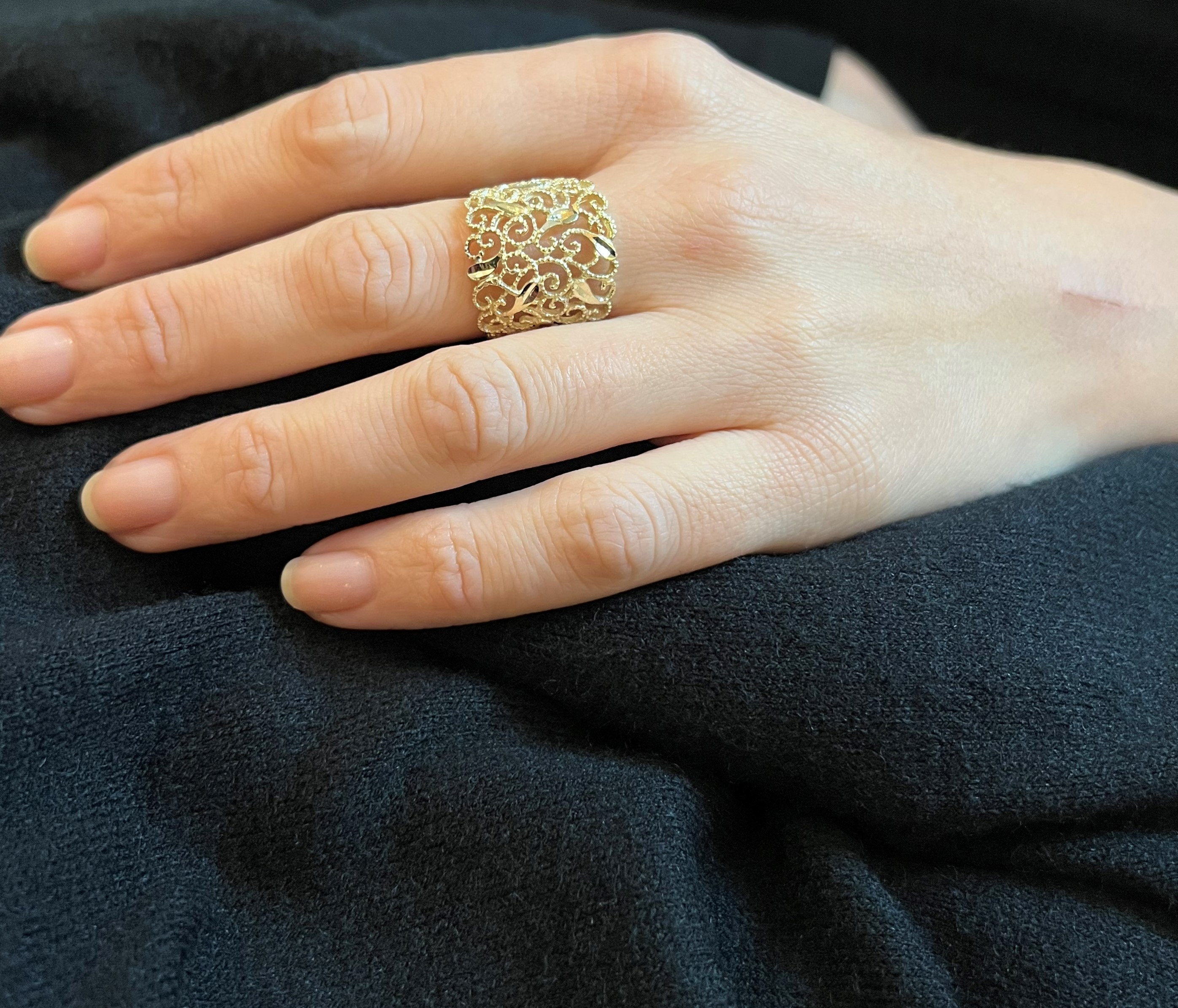14K Gold Lace Ring Gold Filigree Band Ring Gold Vintage - Etsy