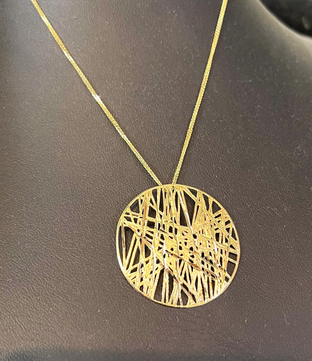 14k Solid Gold Medallion Gorgeous and Unique Design, Large Pendent ...