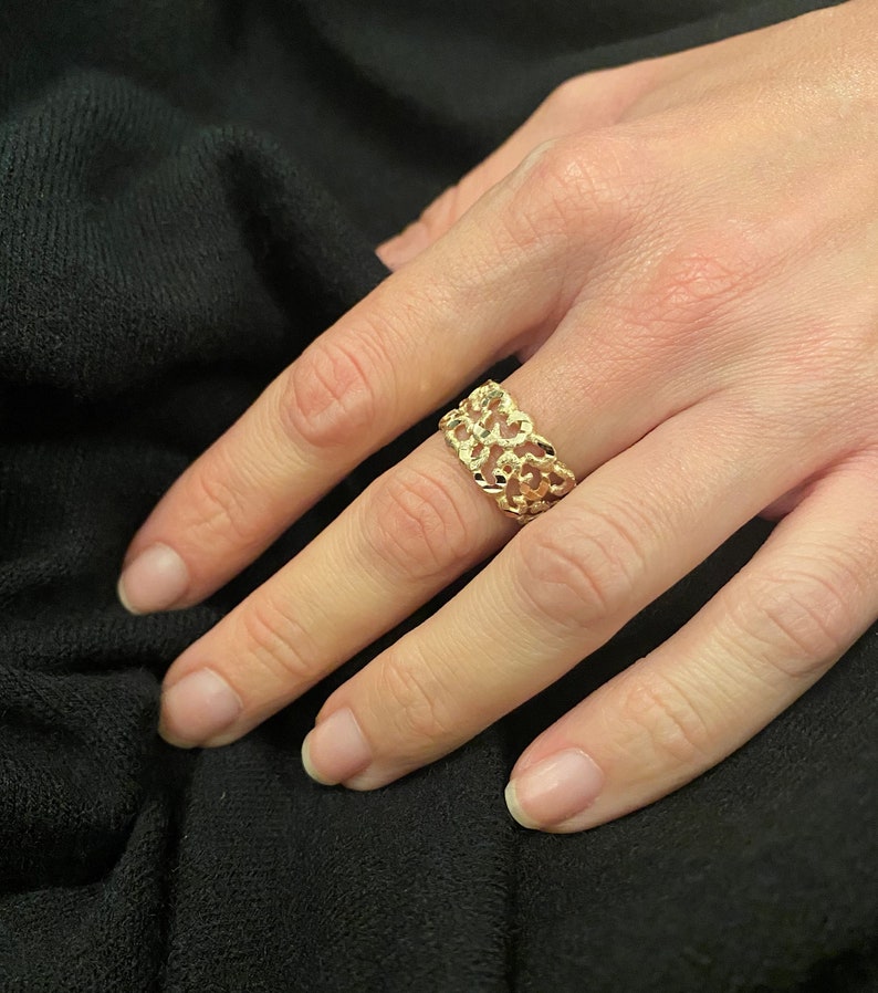 14K Gold Lace Ring Gold Filigree Ring Filigree Band Ring | Etsy