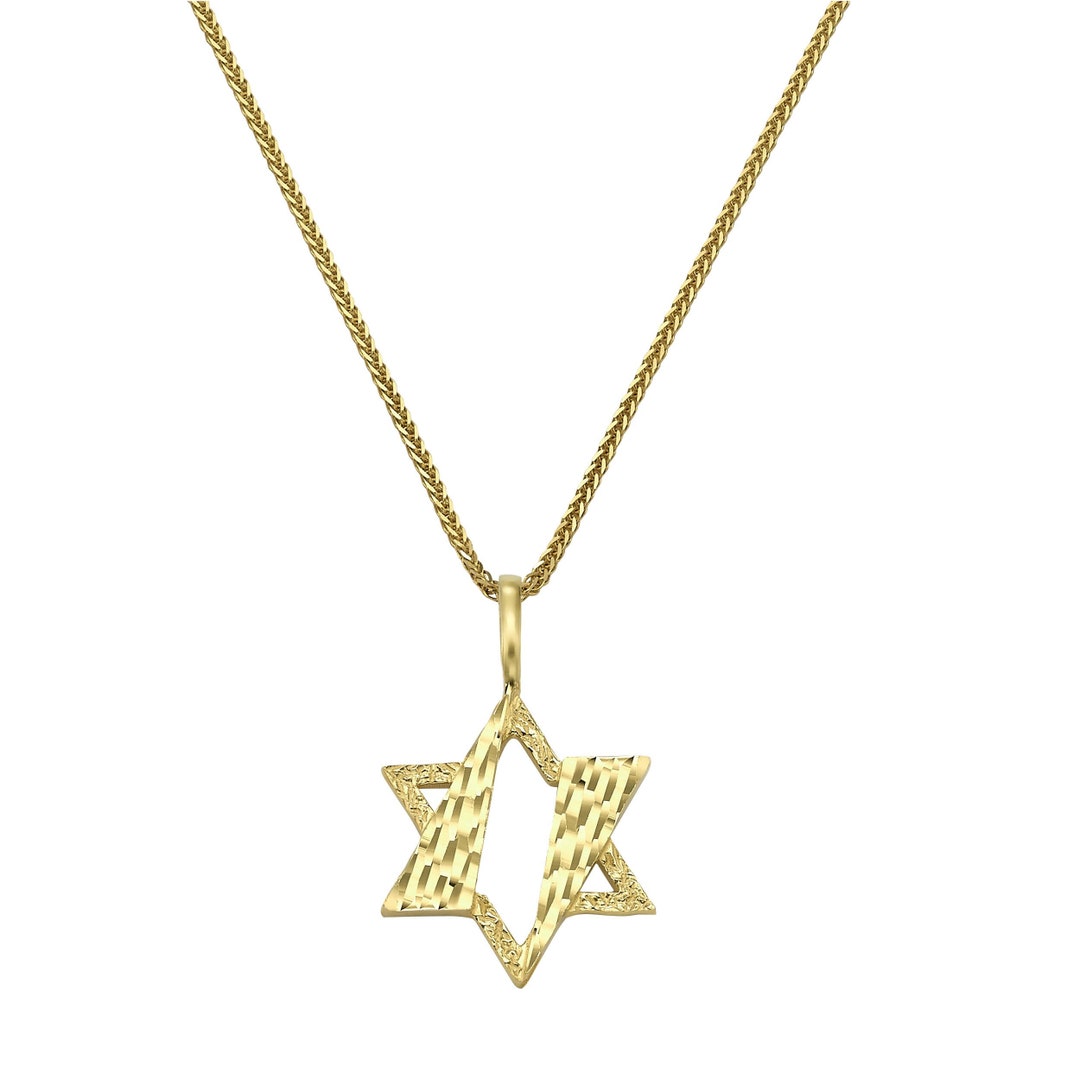 14K Solid Gold Star of David Pendant, Magen David Protection Necklace ...