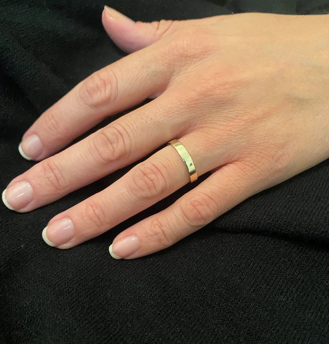 14k Gold Classic Wedding Ring, Timeless Wedding Band, Flat Gold Ring, Dainty Wedding Ring ...