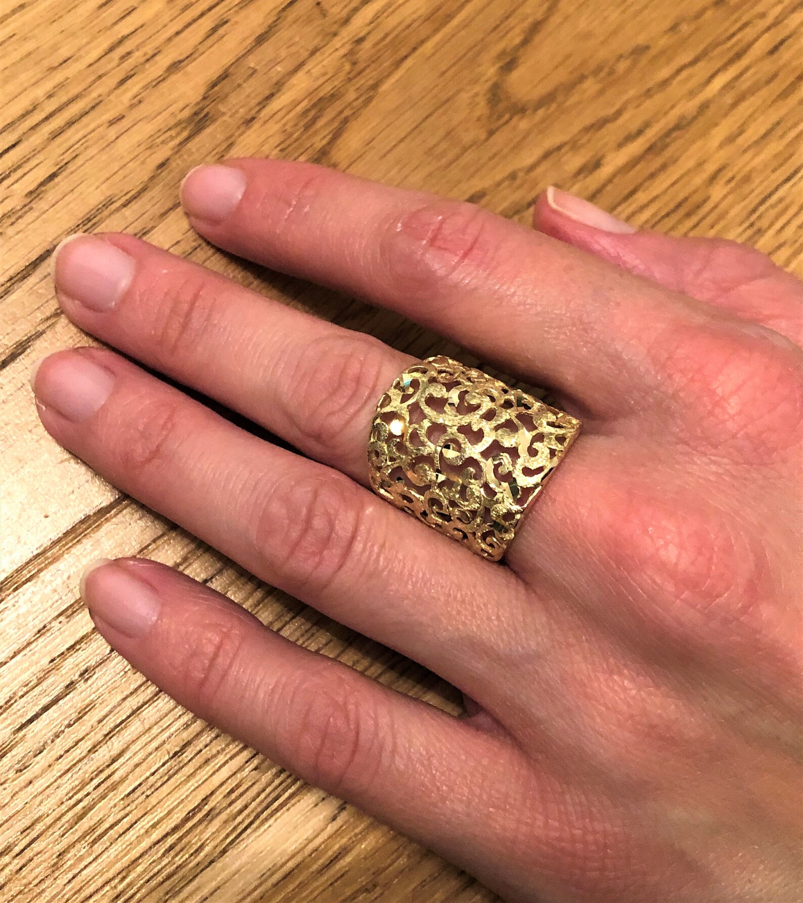 14K Gold Chunky Ring for Women Gold Long Ring Bohemian Ring | Etsy