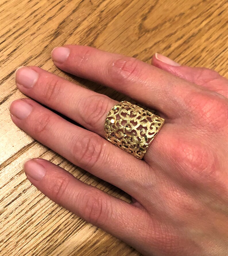 14K Gold Chunky Ring for Women Gold Long Ring Bohemian Ring | Etsy