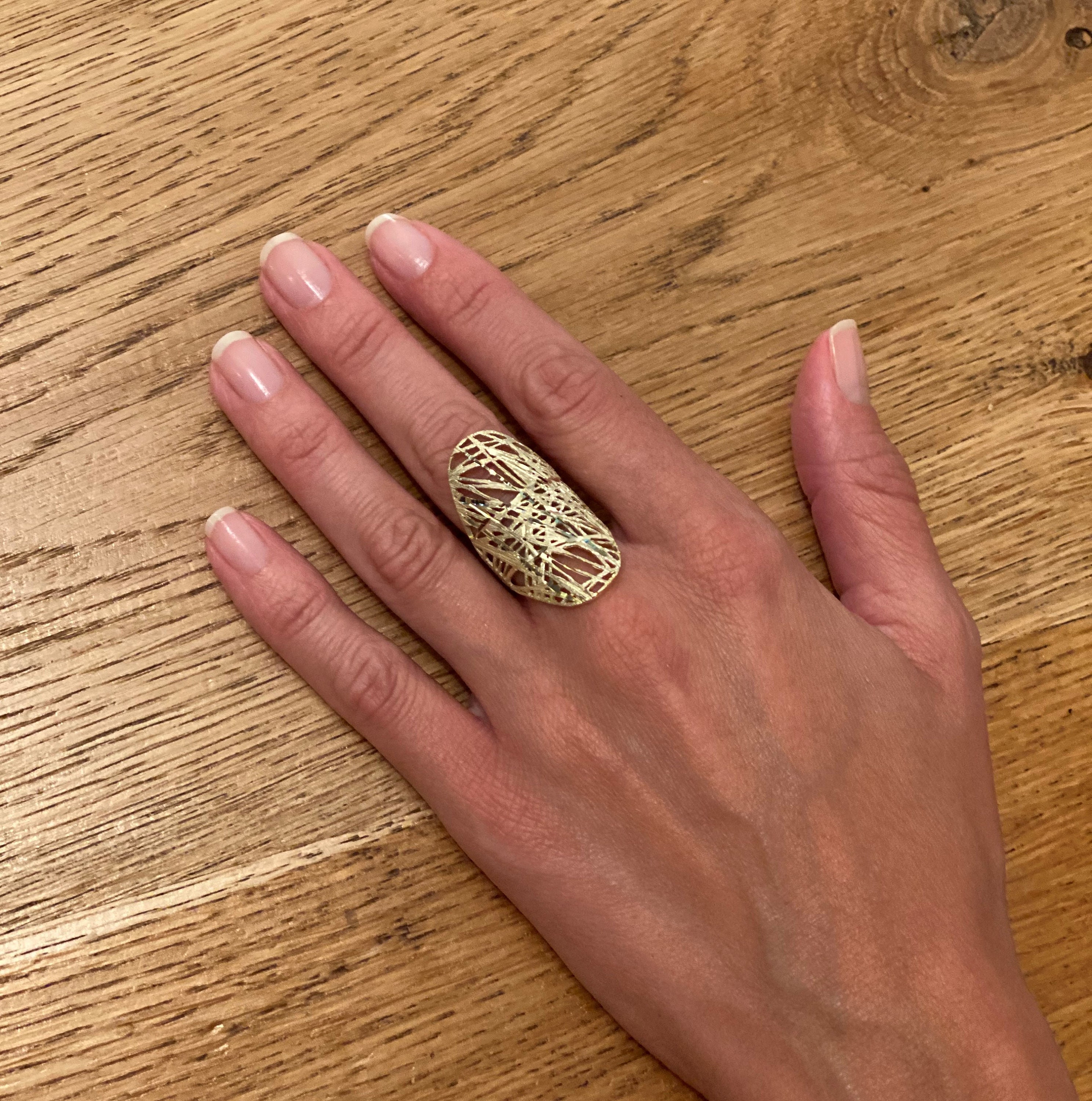 14k Solid Gold Wire Design Ring Diamond Cut Glamorous Touch - Etsy