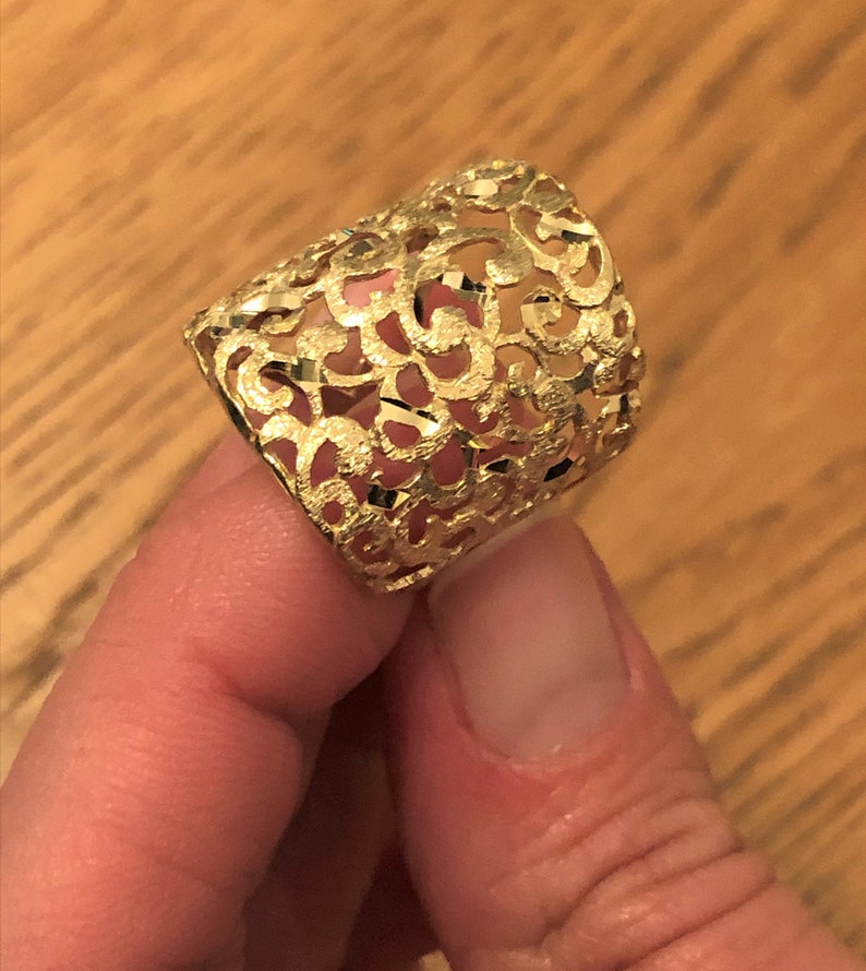 14K Gold Chunky Ring for Women Gold Long Ring Bohemian Ring | Etsy