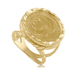 14k Solid Gold Coin Ring, Vintage Ring, Gold Signet Ring, Boho Gold ...
