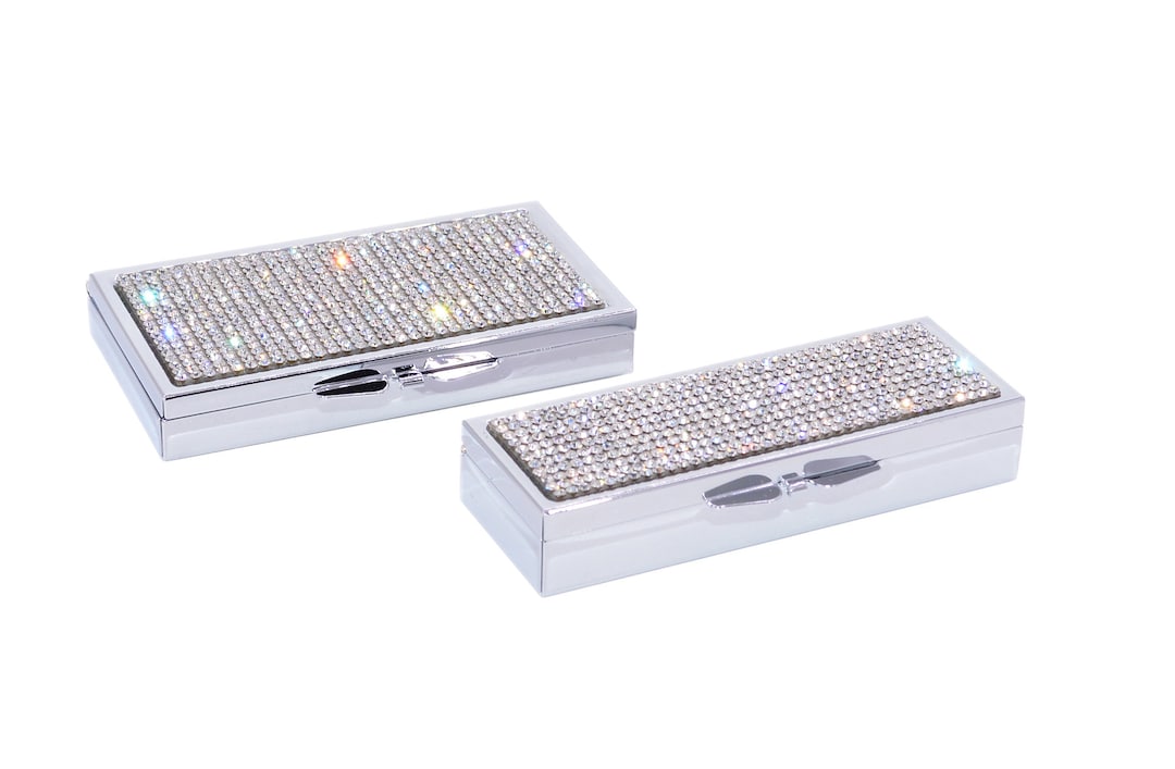 Two (2) Bling Pill Boxes/bedazzled Pill Container/glam Pill Case ...