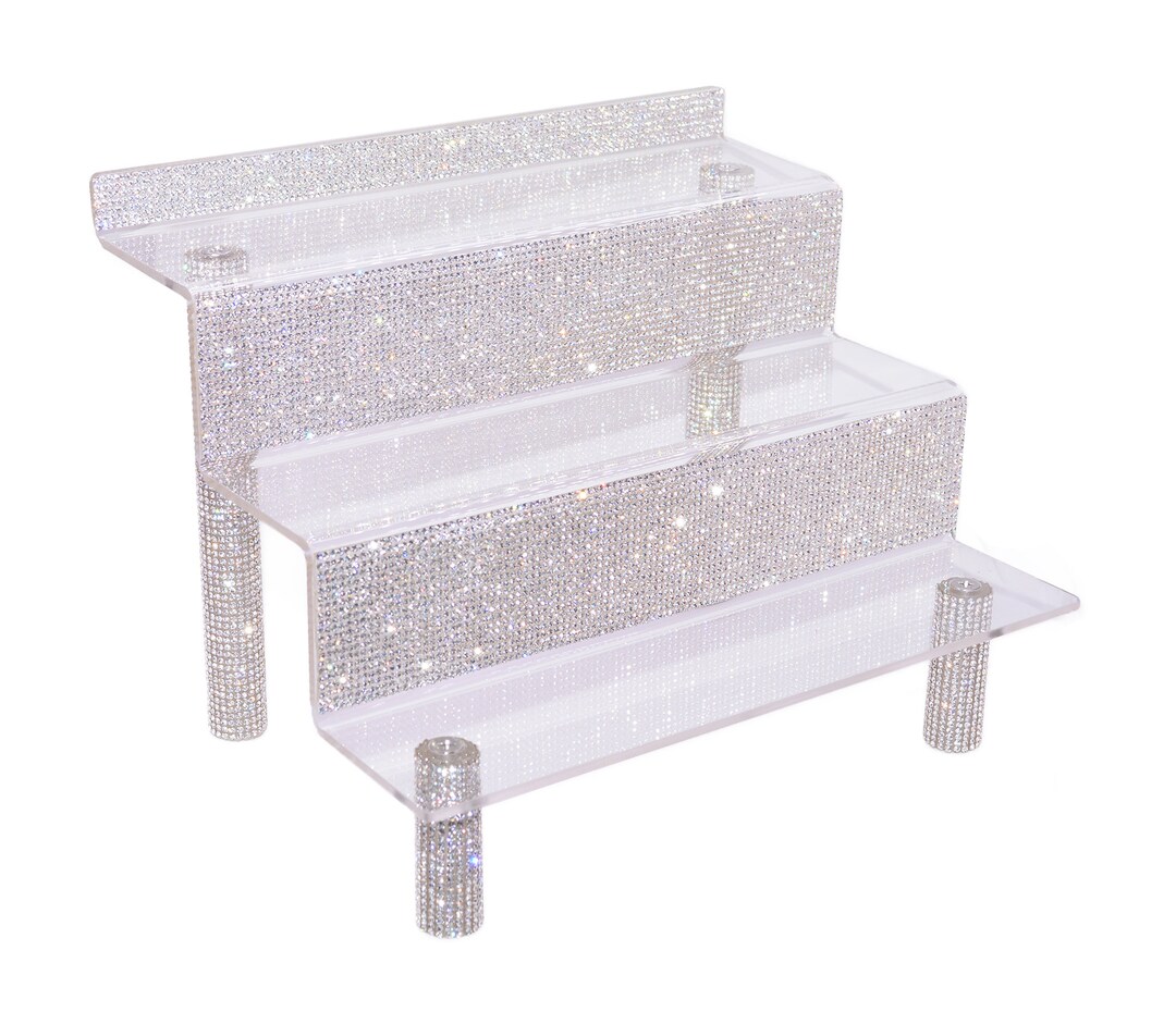 Bling Glam Rhinestone 3 Raised Tier Display Shelves Organizer for ...