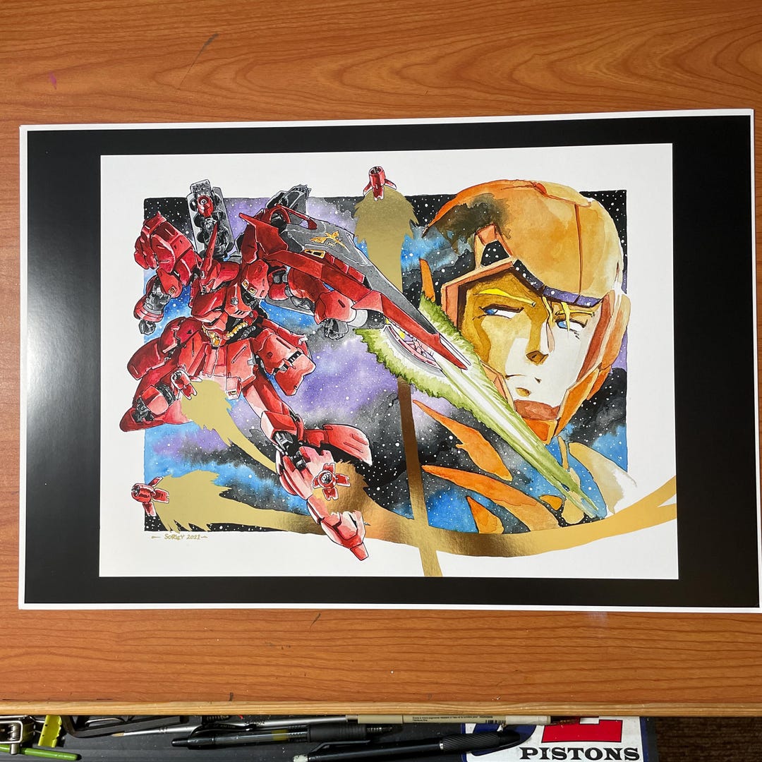 Char Aznable and Sazabi FOIL ACCCENT Art Print - Etsy