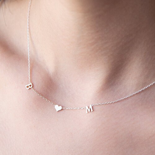 Tiny Diamond Initial Necklace Personalized Letter Diamond - Etsy