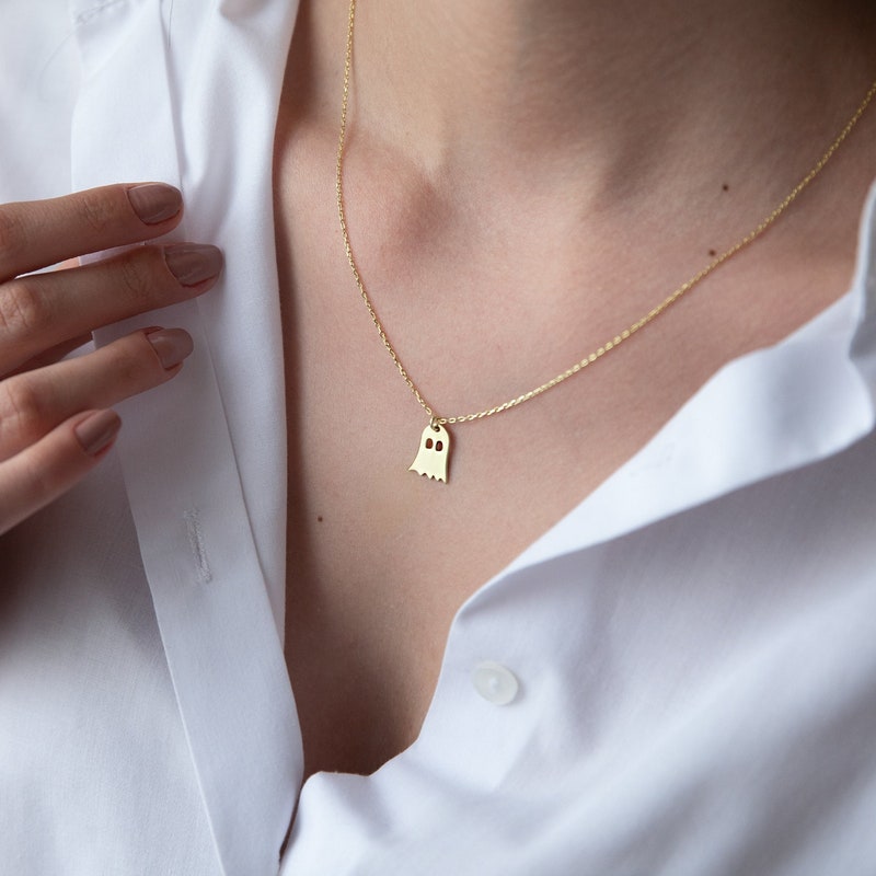 Solid Gold Charm Ghost - Etsy