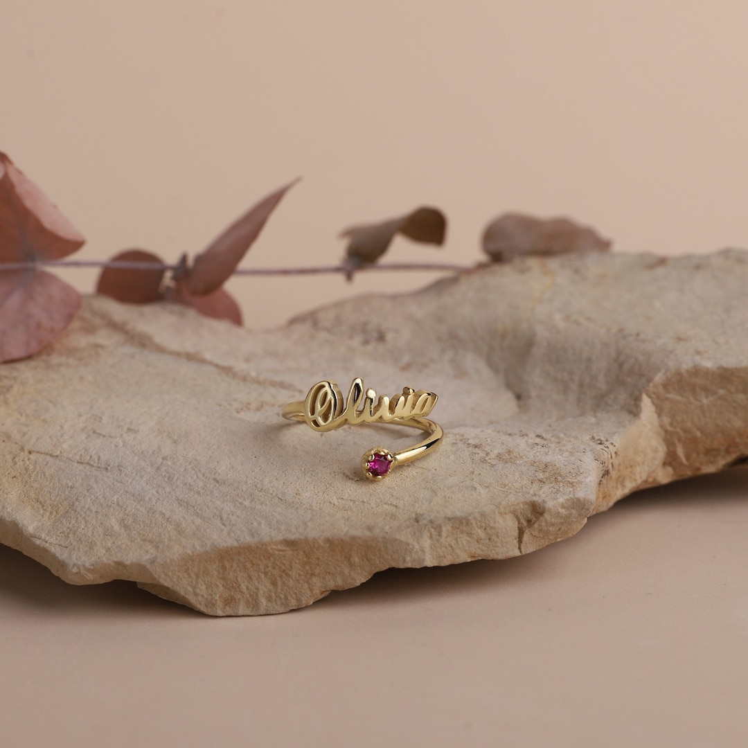 Handmade Personalized Name Ring: Sterling Silver Birthstone Jewelry - Etsy