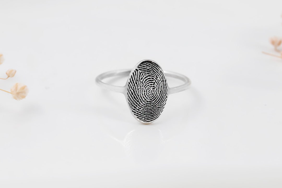 Personalized Actual Fingerprint Ring • Custom Silver Jewelry • Finger ...