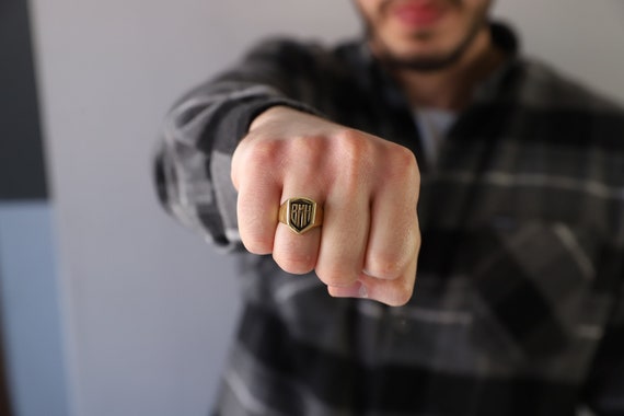 Mens letter rings store