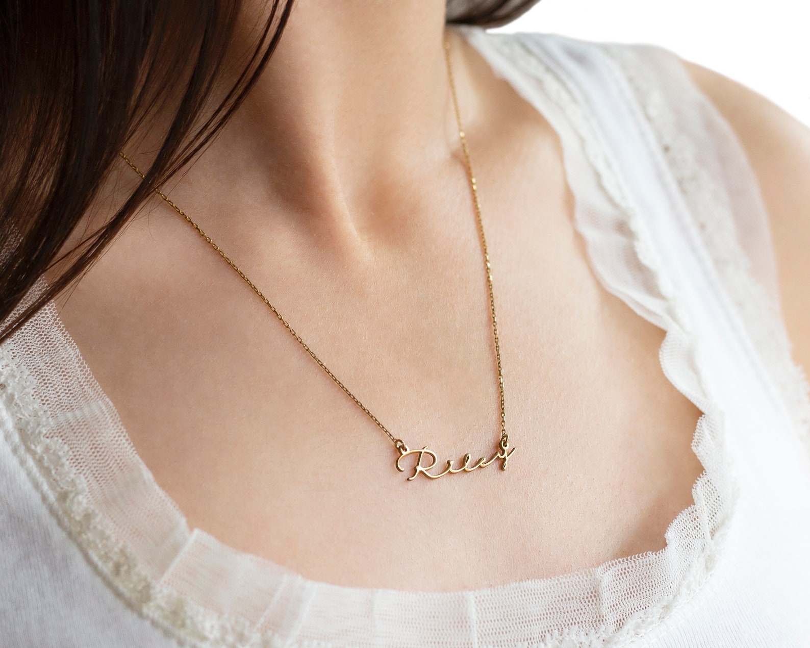 Handmade 14k Solid Gold Name Necklace Personalized 14k White - Etsy
