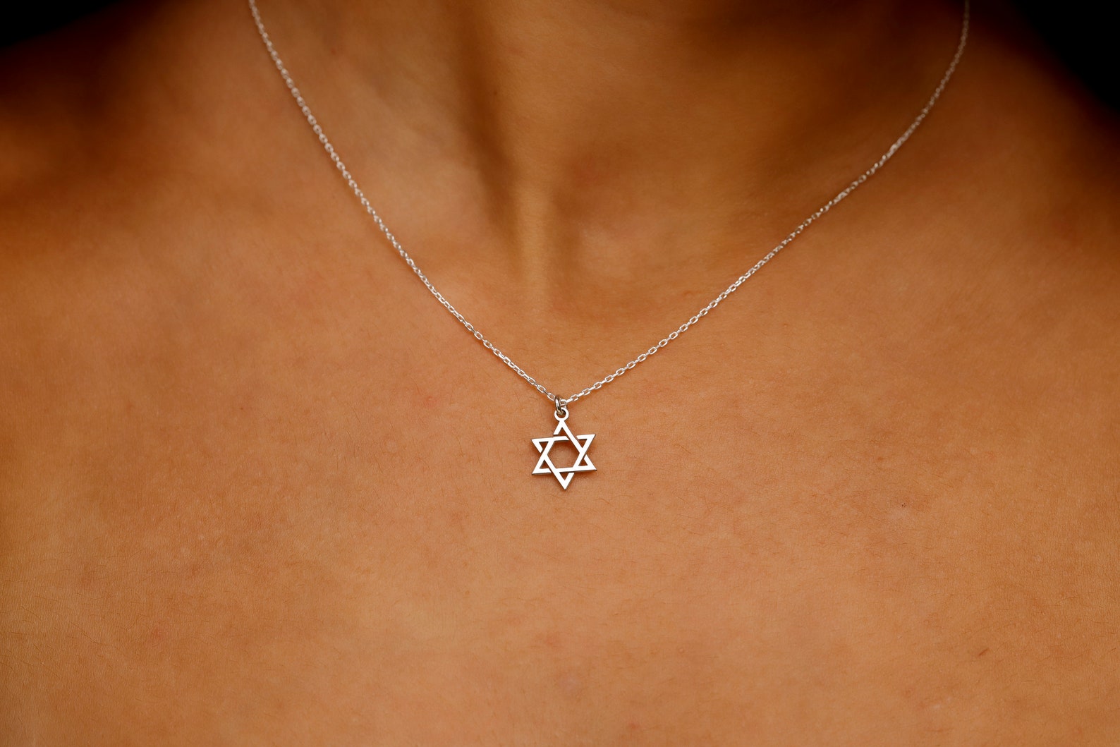 14K Solid Gold Star of David Necklace Jewish Star Jewelry Magen David ...