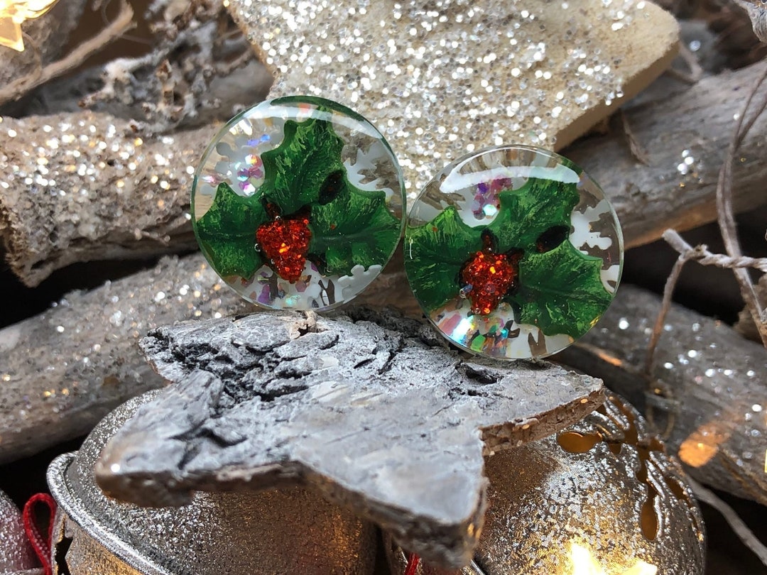 Christmas Plugs 19mm-27mm Holly ,pair Plugs - Etsy