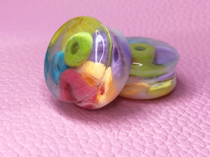Resin Ear Plugs 8mm-50mm, Cereal Loops, Quirky Food Jewelry - Etsy