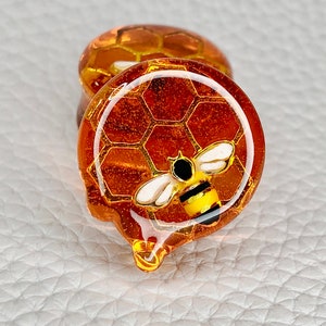 Honey Bee Plugs 19mm-25mm With Bee's Honeycombs, Dripping Honey, Pair ...