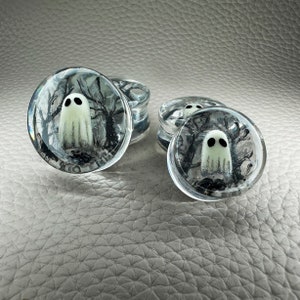 Plugs Ghosts 6mm–50mm, Double Flared, Pair, Glow in the Dark, Halloween ...