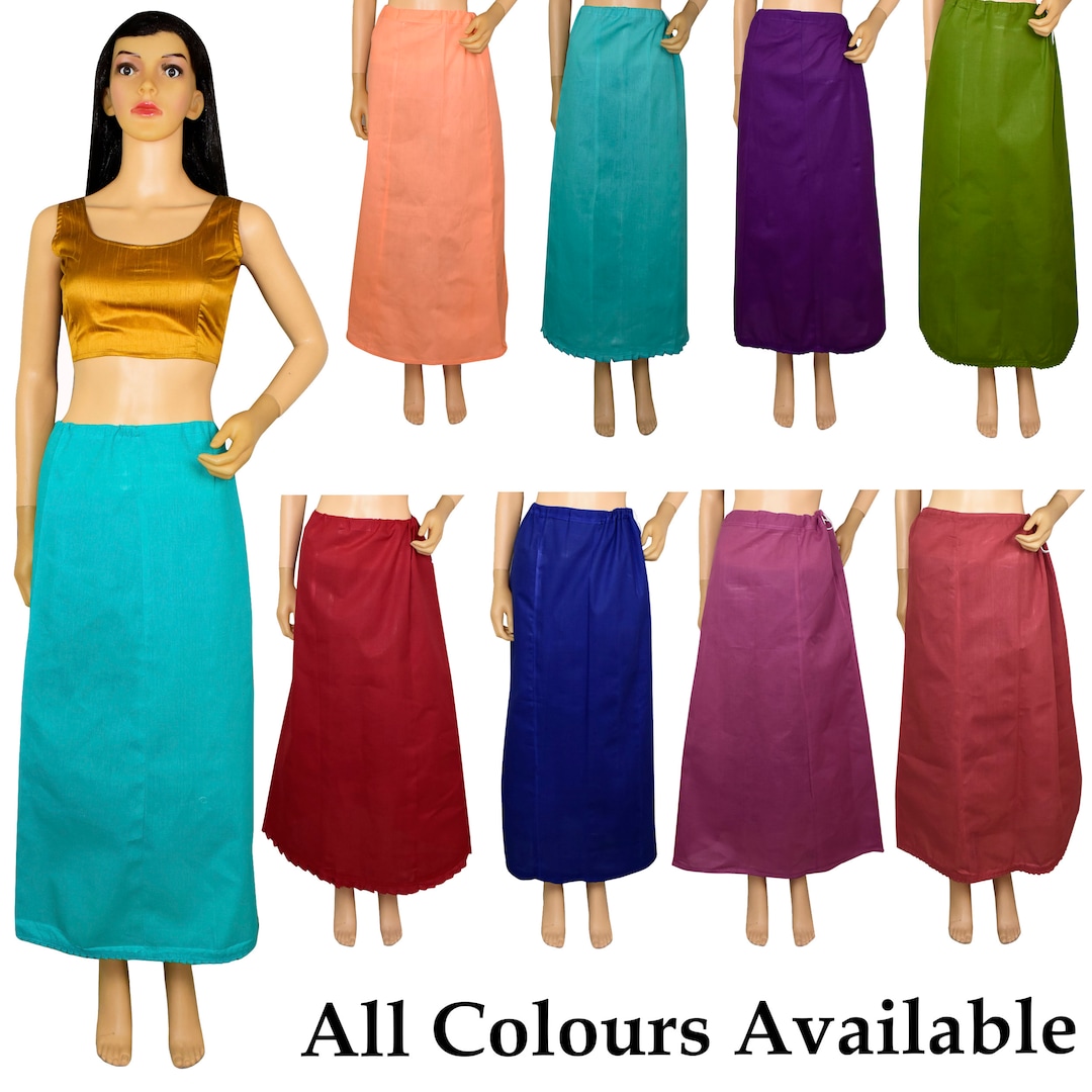 Women Saree Cotton Underskirt Petticoat Adjustable Sari Slip Inskirt ...