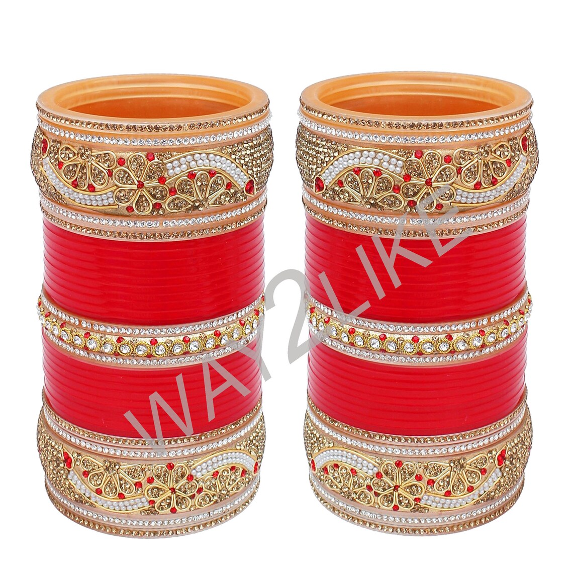 Bridal Dulhan Punjabi Choora Diamond Designer Red Chuda Stone - Etsy ...