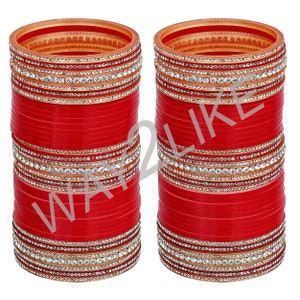 Bridal Dulhan Punjabi Choora Diamond Designer Maroon Chuda Stone Indian ...