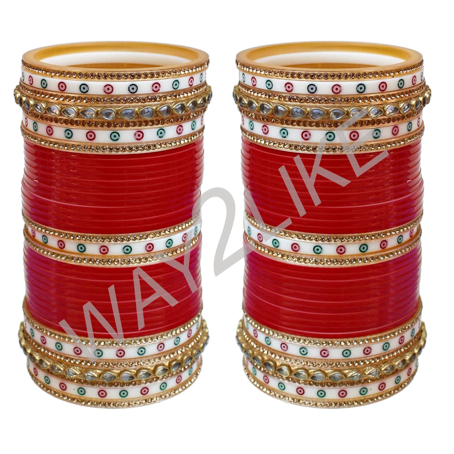 Bridal Dulhan Punjabi Choora Diamond Designer Red Chuda Stone | Etsy