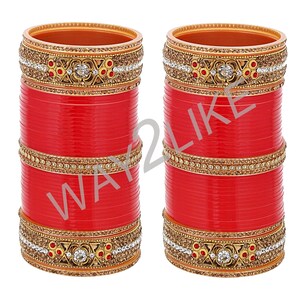 Bridal Dulhan Punjabi Choora Diamond Designer Maroon Chuda Stone Indian ...