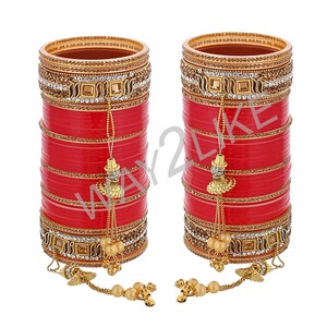 Bridal Dulhan Punjabi Choora Diamond Designer Maroon Chuda Stone Indian ...