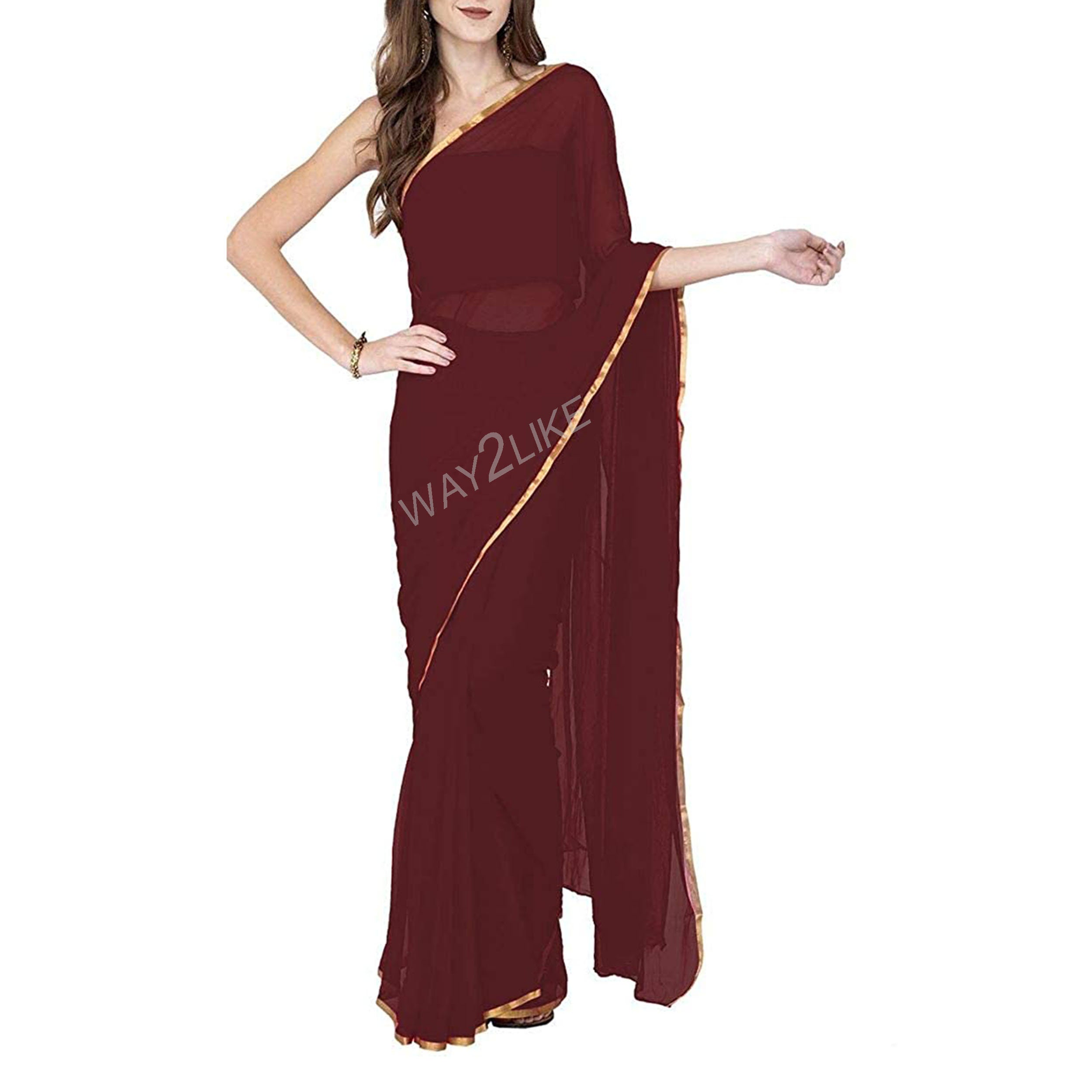 Women Saree With Blouse Golden Lace Bollywood Sari Party | Etsy India