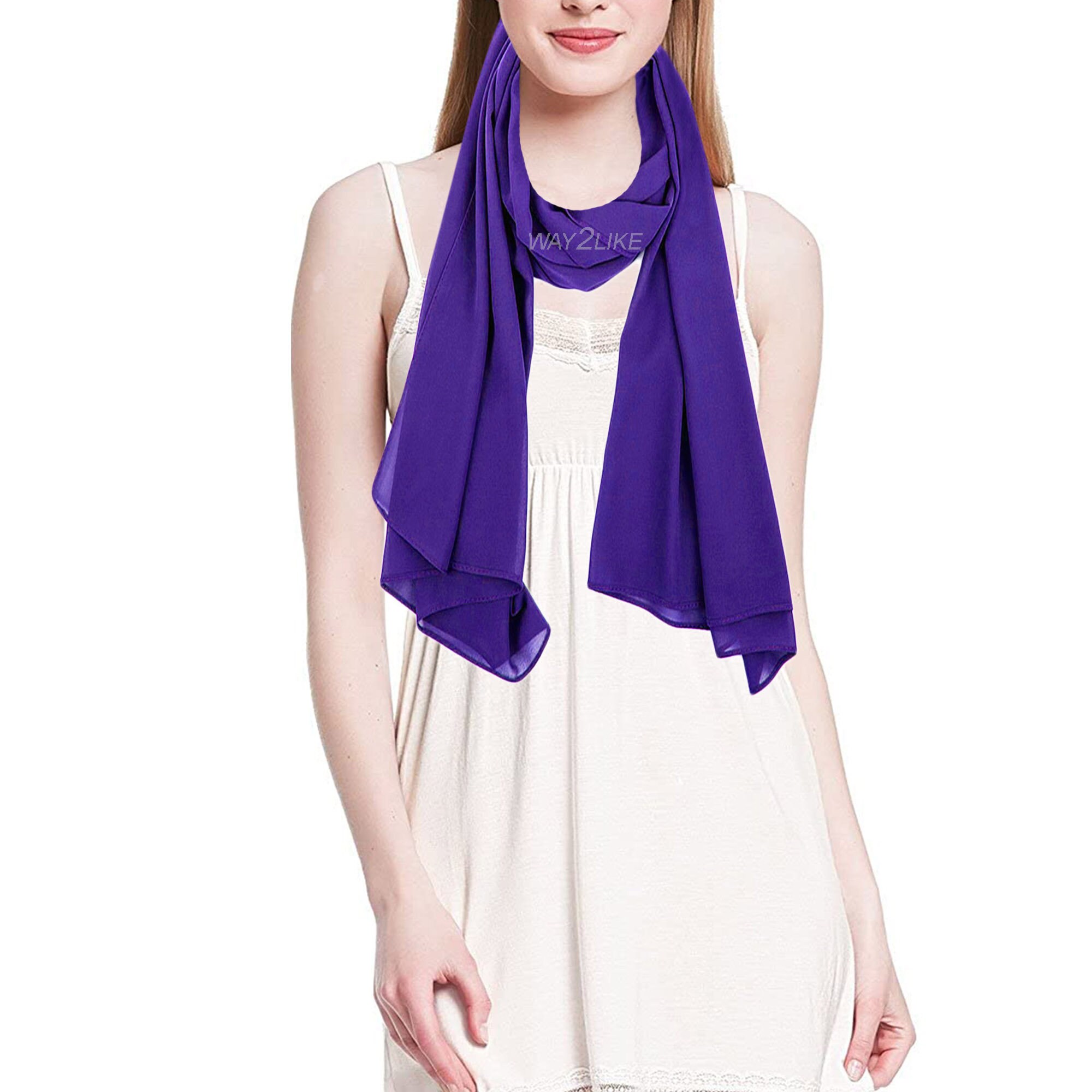 Scarf Chiffon Long Scarves Plain Stoles Soft Head Neck Showl | Etsy