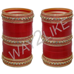 Bridal Dulhan Punjabi Choora Diamond Designer Maroon Chuda Stone Indian ...