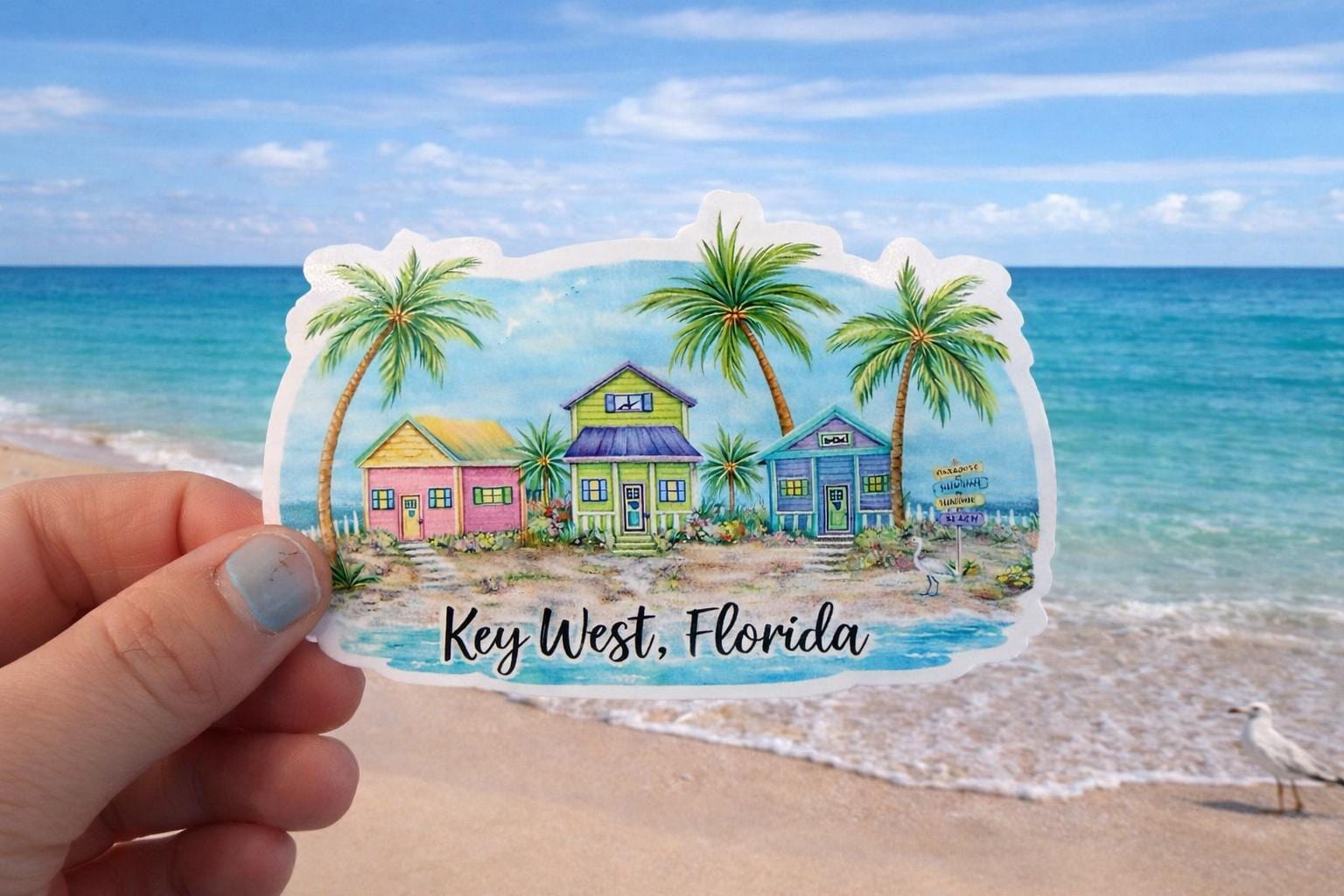 Key West Cottage Sticker | Tropical Beach Vinyl Souvenir - Etsy