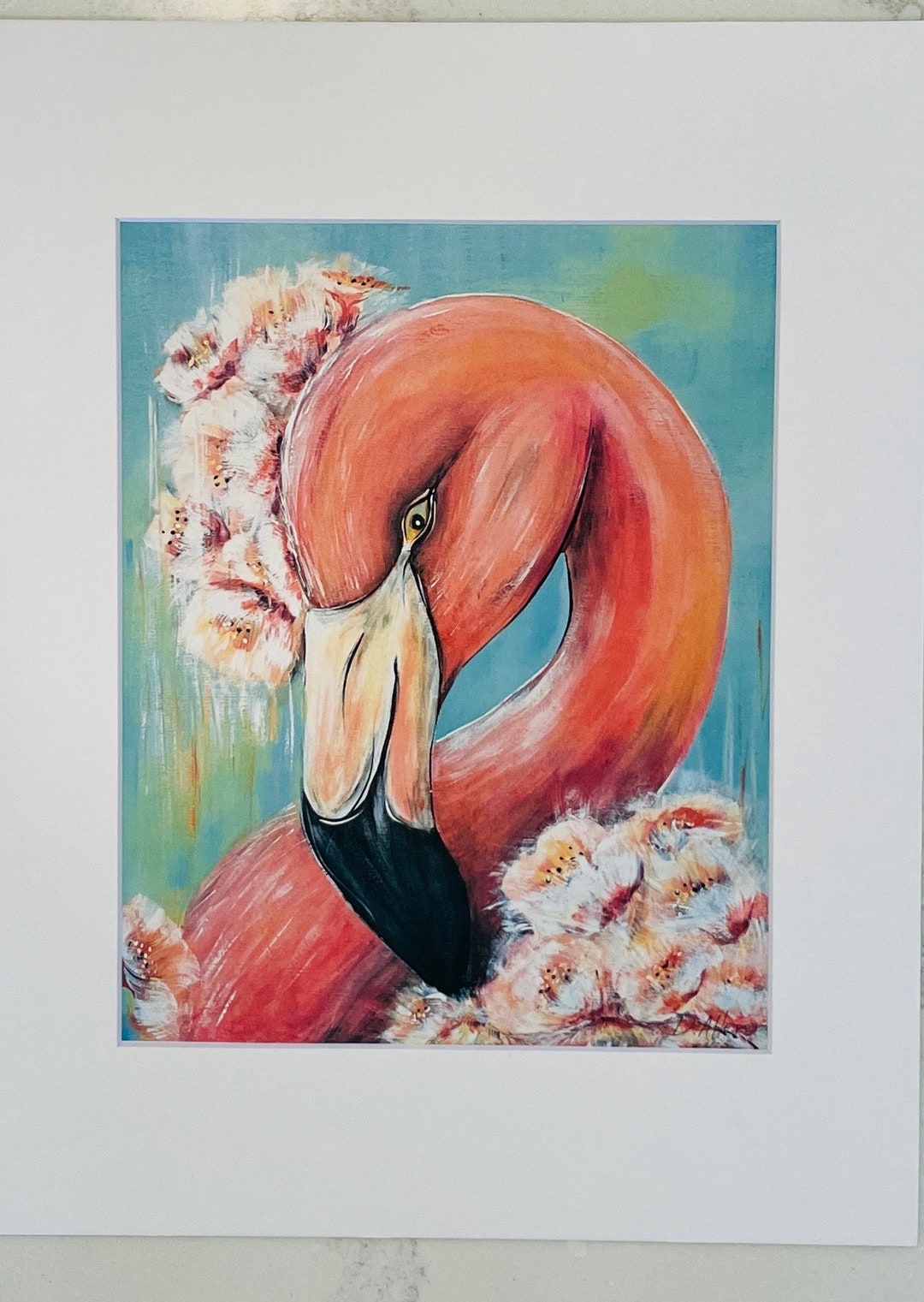 Original Flamingo Painting on Giclee Matte Print Hand Signed. - Etsy