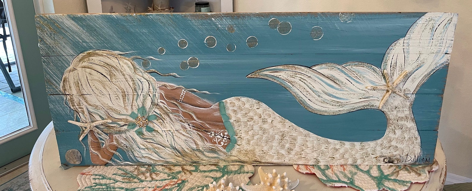 Mermaid Laying Down in Ivorys and Blues - Etsy