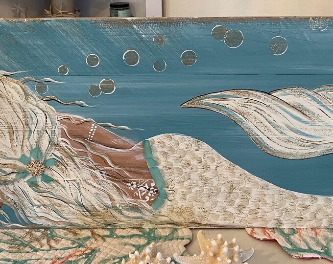 Mermaid Laying Down in Ivorys and Blues - Etsy