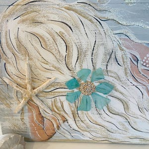 Original Horizontal, Mermaid Painting With Blonde Hair Aqua Tail - Etsy