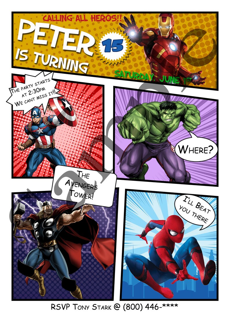 Marvel Comic Invitation - Etsy