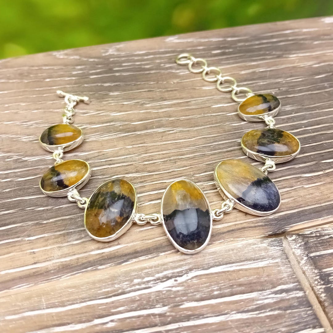 Blue John Bracelet 925 Sterling Silver Rare UK Fluorite - Etsy UK