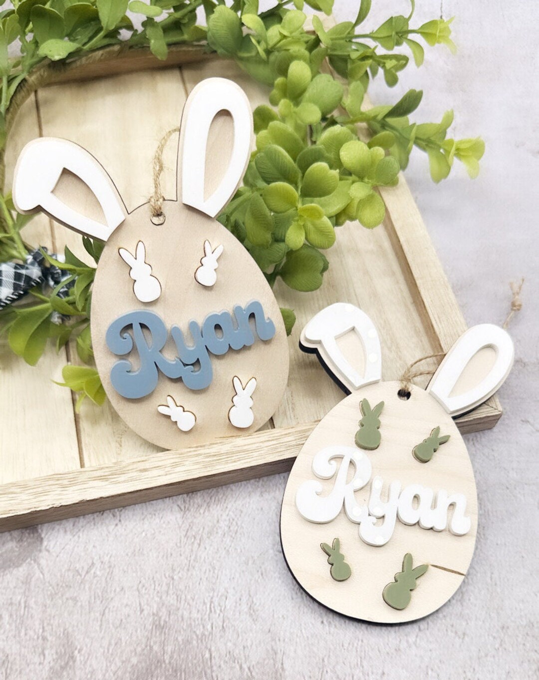 Peep Bunny Easter Tag - Bunny Boy Name Tag - Easter Custom Tag - Earth ...