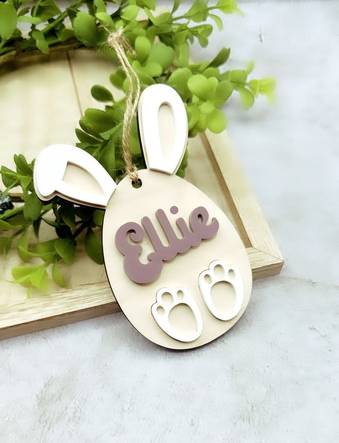 Bunny Easter Tag - Bunny Name Tag - Easter Custom Tag - Earth Tone ...