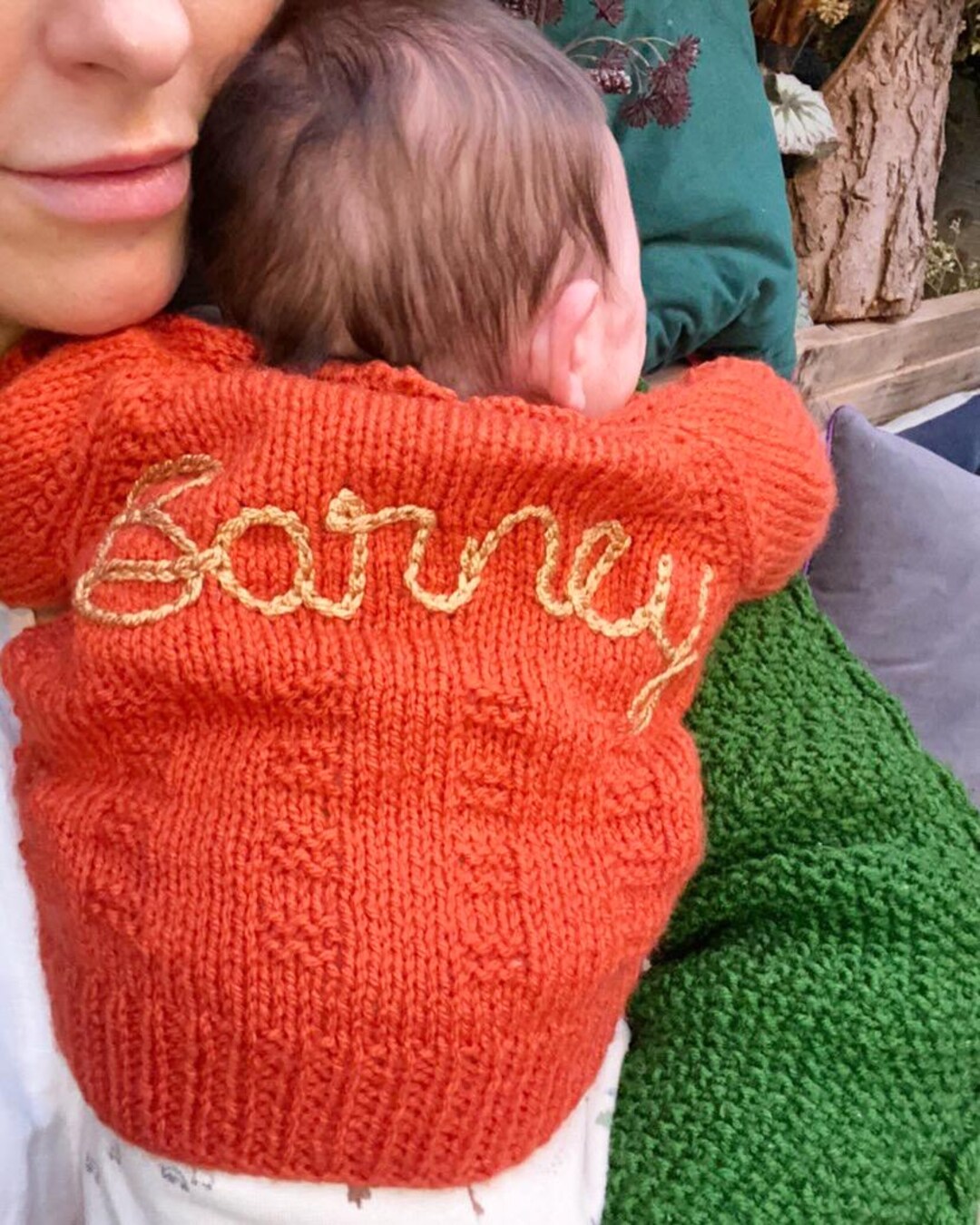 Personalized Newborn Baby Cardigan – Hand Knitted With Name Embroidery ...