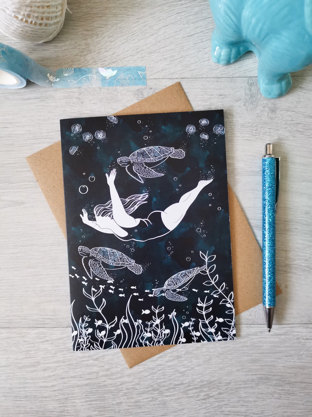 Wild Swimming Greeting Card Swimming Art Print Birthday Card - Etsy