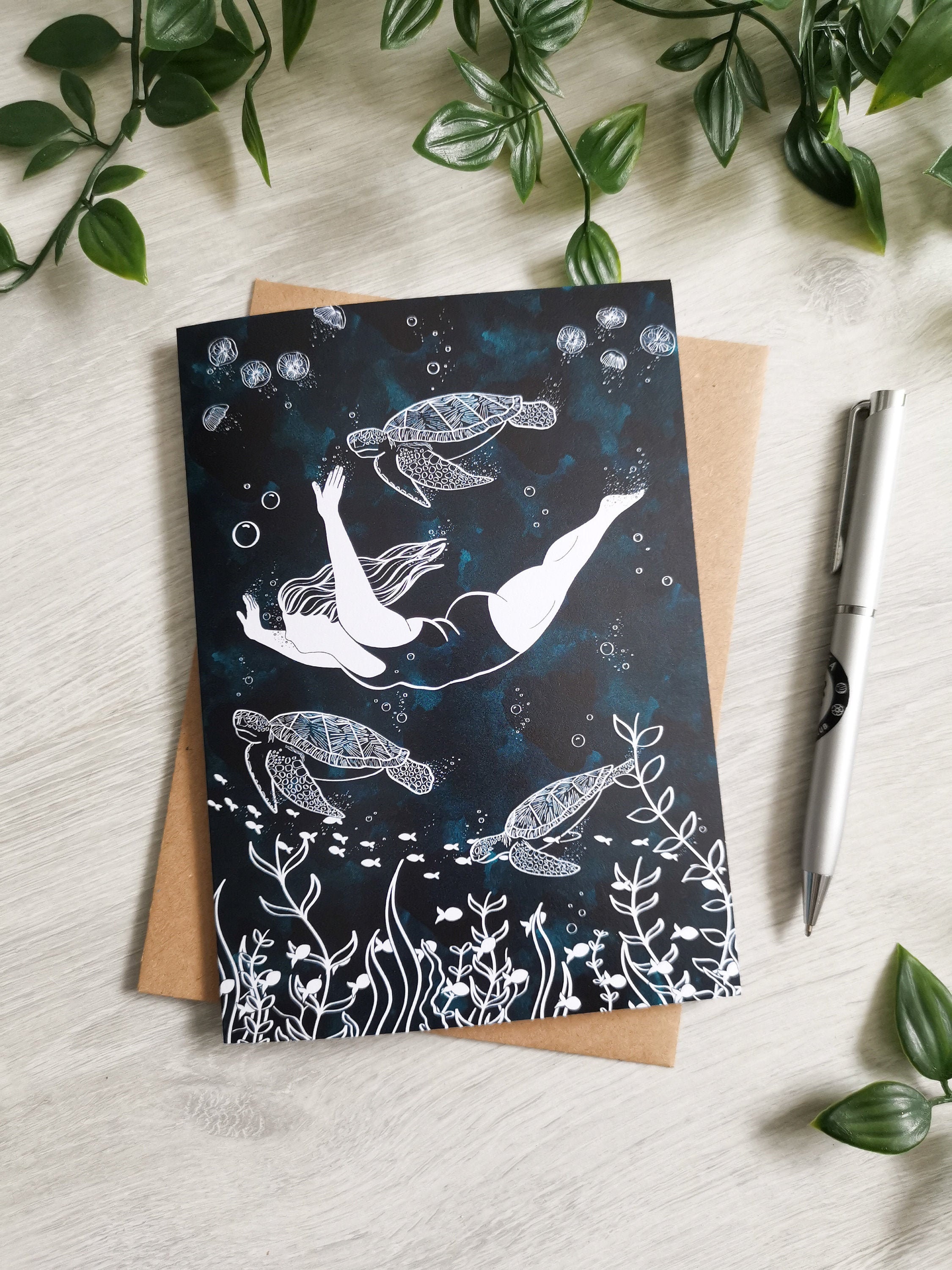 Wild Swimming Greeting Card Swimming Art Print Birthday Card | Etsy