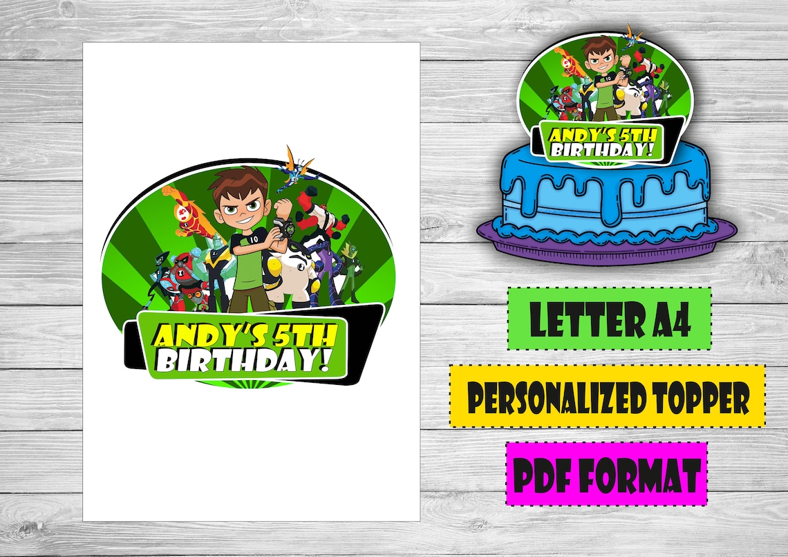 Digital Ben 10 cake topper Personalized Ben ten party decor | Etsy